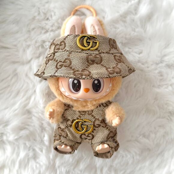 Toys | Labubu Clothes Labubu Outfit Monogram Jumpsuit Set In Tan 2 In 1 ...